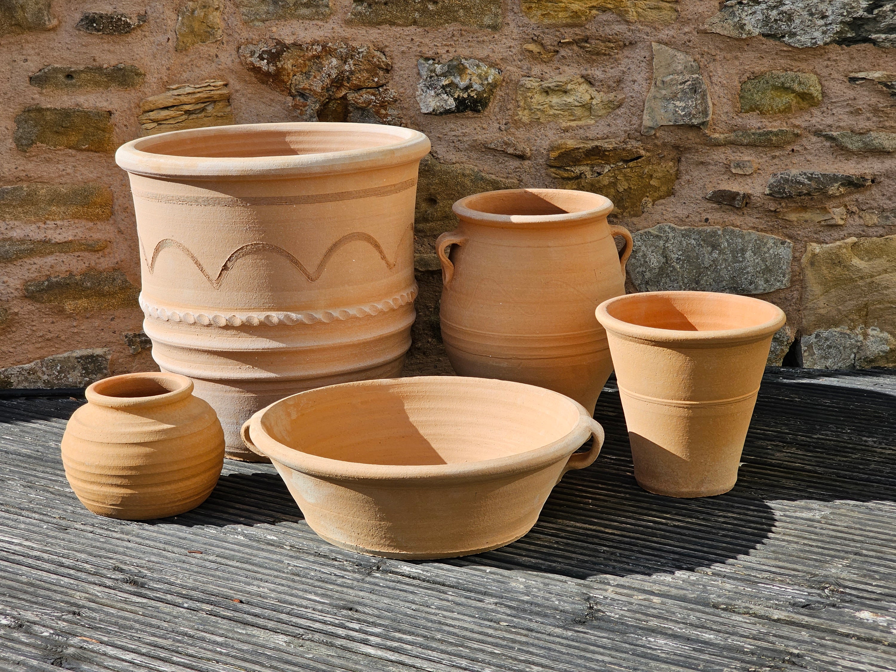 Handmade Cretan Terracotta Pots Bundle - Mini Plake, Exara, Lekanida ...
