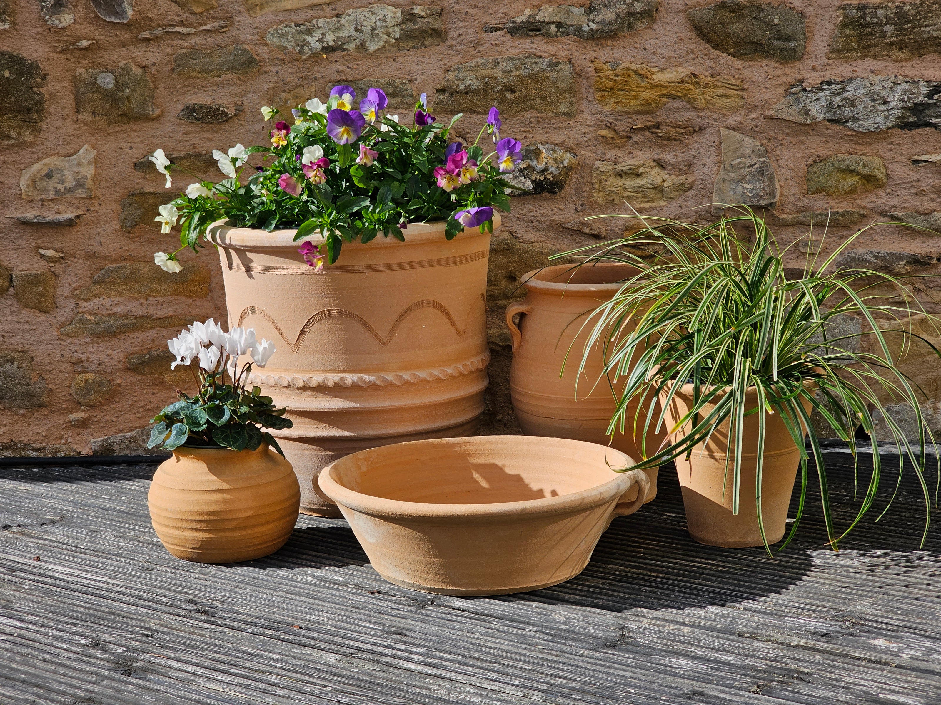 Handmade Cretan Terracotta Pots Bundle - Mini Plake, Exara, Lekanida ...