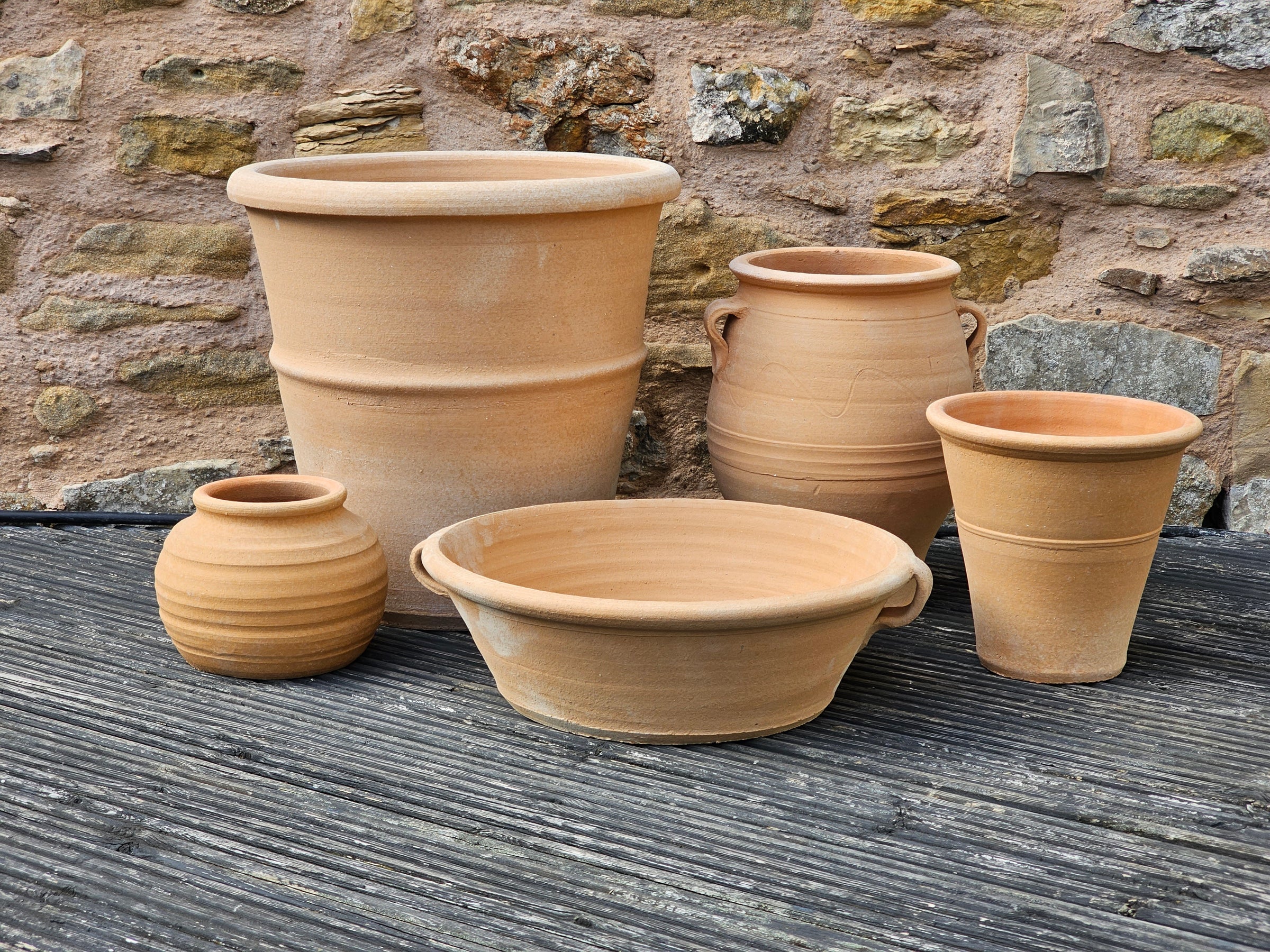 Handmade Cretan Terracotta Pots Bundle - 2x Monahou, Mini Plake ...
