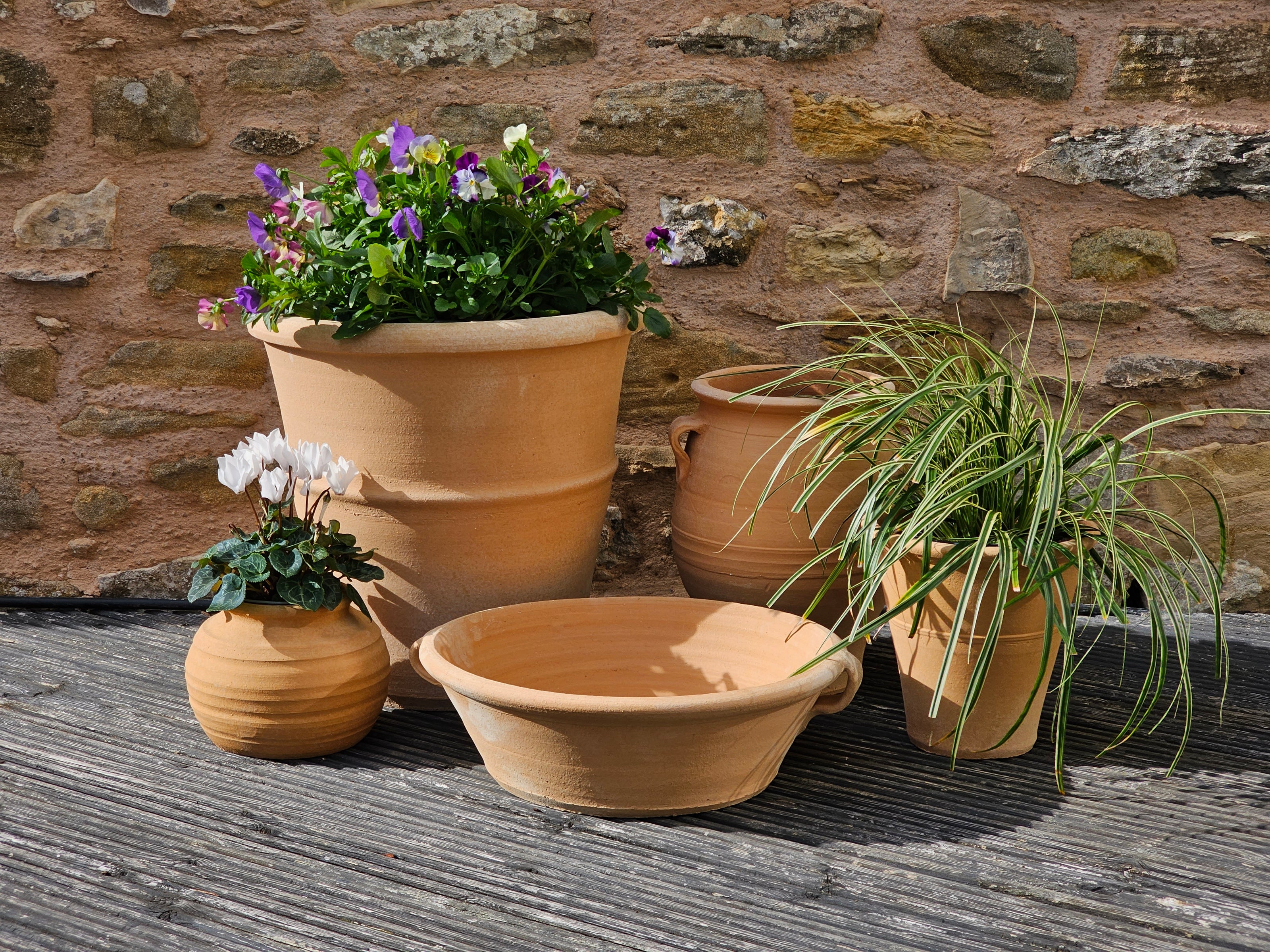 Handmade Cretan Terracotta Pots Bundle - 2x Monahou, Mini Plake ...